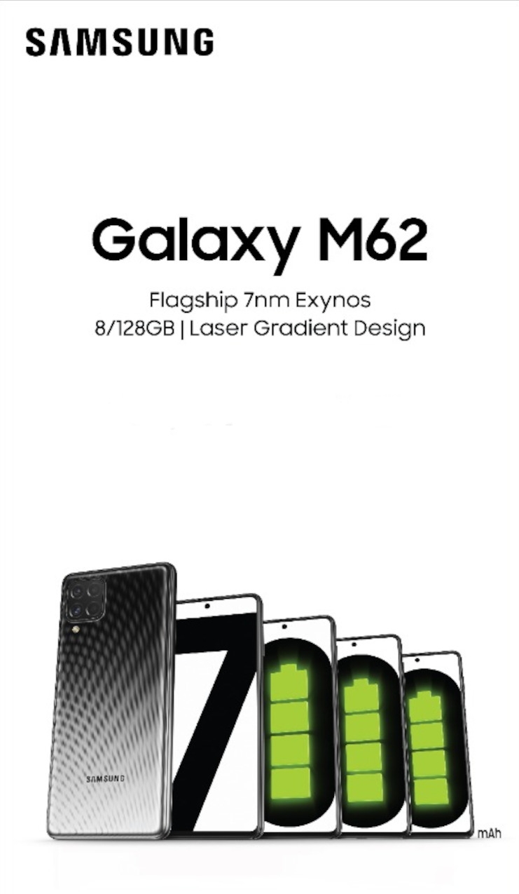 Transform your daily lifestyles with Samsung Galaxy M62 featuring a 7 ...